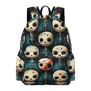 RIMENCH Lightweight Casual Laptop Backpack For Men And Women Halloween Cute Gothic Horror Voodoo Dolls Daily Use Backpack For College
