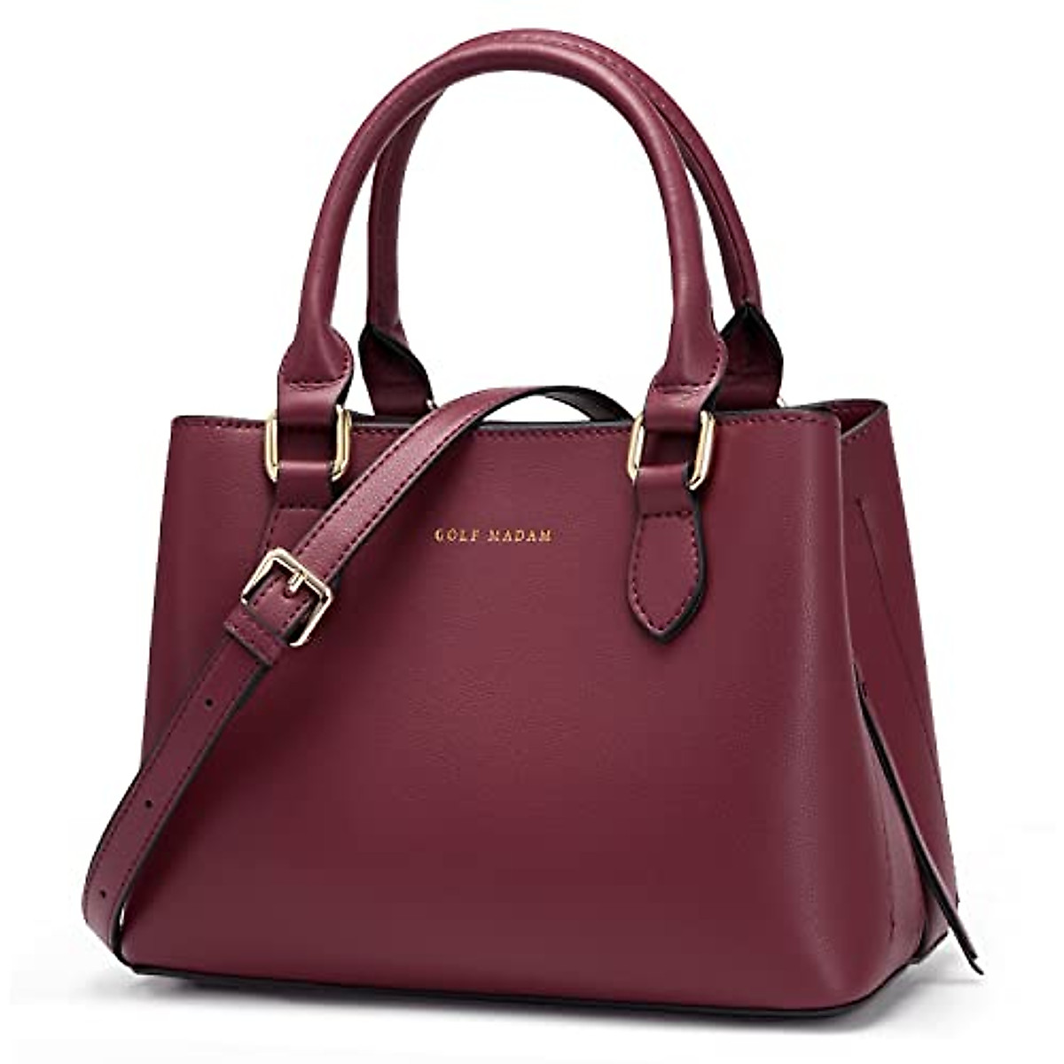 Top-Handle Handbag Leather Stitching Purse for Women Girls Crossbody Bag Tote Satchel Shoulder Bags(Wine)