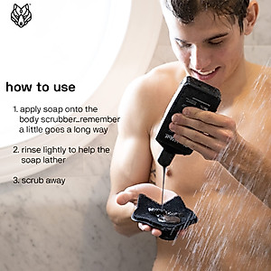 Black Wolf Body Scrubber - 100% Silicone Bristles for a Hygienic Deep Clean Experience - Easy to Clean Excess Soap and Body Wash Off
