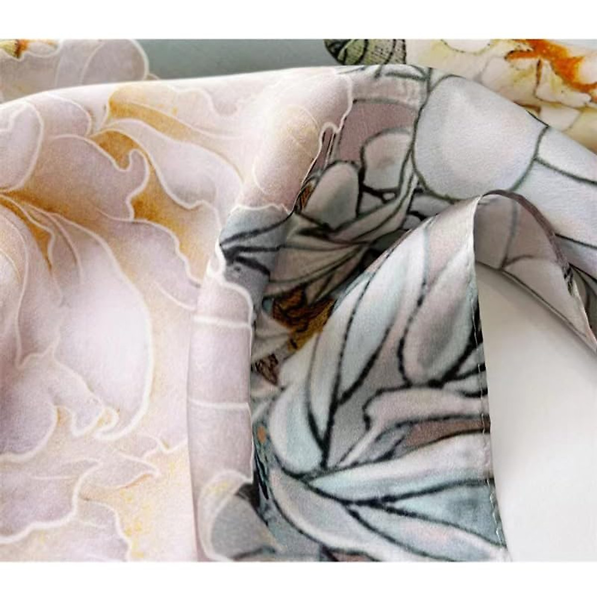 ANDANTINO 100% Mulberry Silk Long Scarf for Women Large Shawls for Headscarf and Neck- Oblong Hair Wraps with Gift Packed(Light Green)