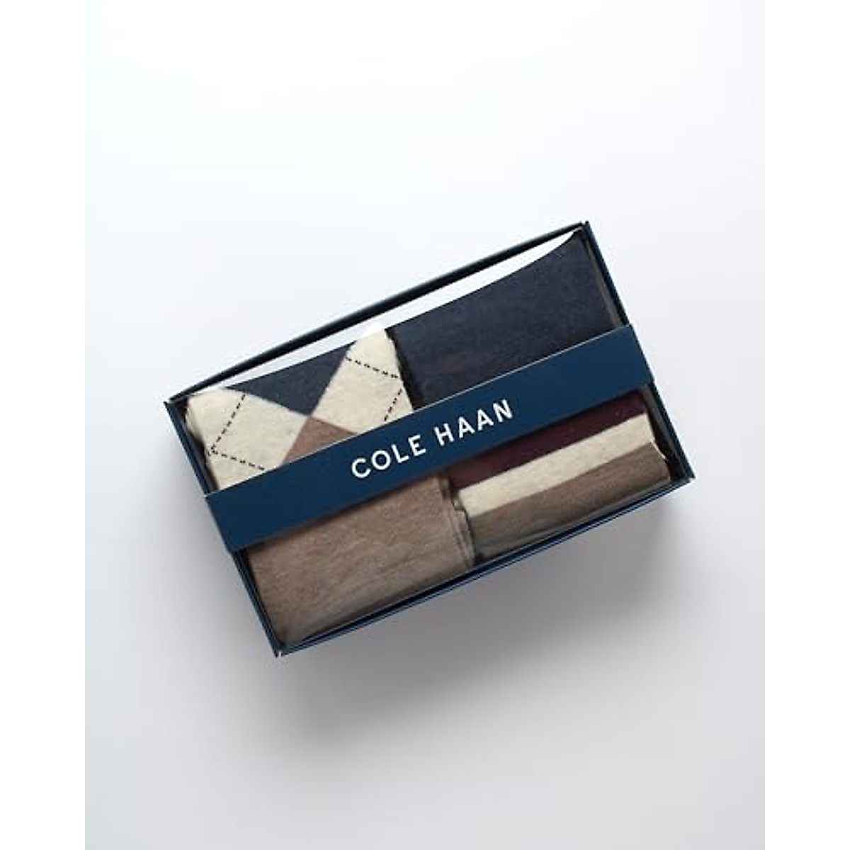 Cole Haan Men's Dress Socks - Patterned Crew Socks, Gift Box (4 Pack), Size 7-12, Brown Multi