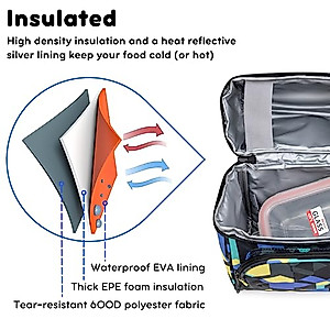 J World Corey Kids Lunch Bag. Insulated Lunch-Box for Boys Girls, Cubes