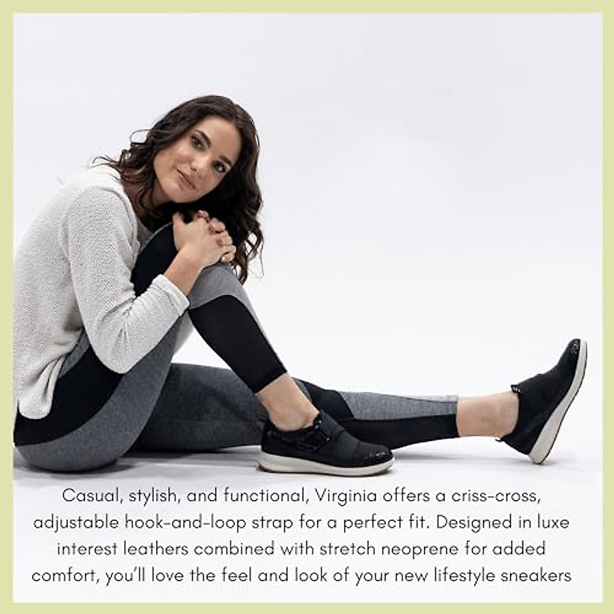 Revere Shoes Virginia Adjustable Sneaker - Women's Comfort Walking Shoes - Orthotic Arch Support - Adjustable Hook-and-Loop Strap - Black Lizard 10 Wide