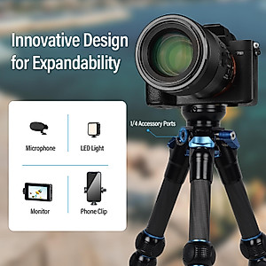 SIRUI AM223L Travel Video Tripod with Leveling Base, Mini Carbon Fiber Desktop Tripod for DSLR Camera Video Camcorder, Max Load 33lbs, Max Height 14.2"