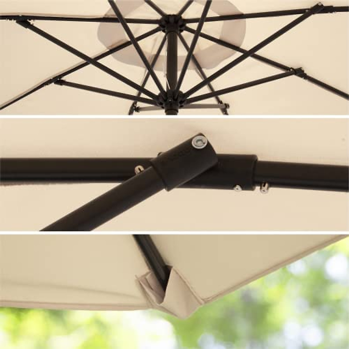 Above Click 9' Patio Outdoor Umbrella with Replaceable OneClick Steel Ribs, 1 Extra Steel Rib, Crank Controls, and Two Tiered Vents - Patio Umbrellas for Garden, Backyard, and Pool (Beige)