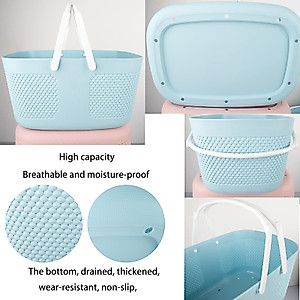 Shower Caddy Basket, Portable Large Capacity Thickened Plastic Organizer Storage Tote with Handles Drainage Toiletry Bag Bin for Bathroom, College Dorm Room Essentials, Kitchen, Camp, Gym, Blue