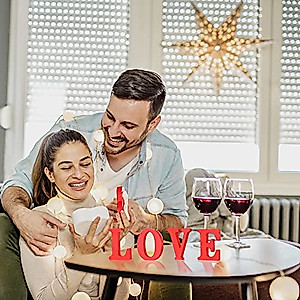 Love Wood Sign Table Decoration Red Freestanding Love Letter Table Centerpiece for Valentine's Day Home Table Decor(Red)