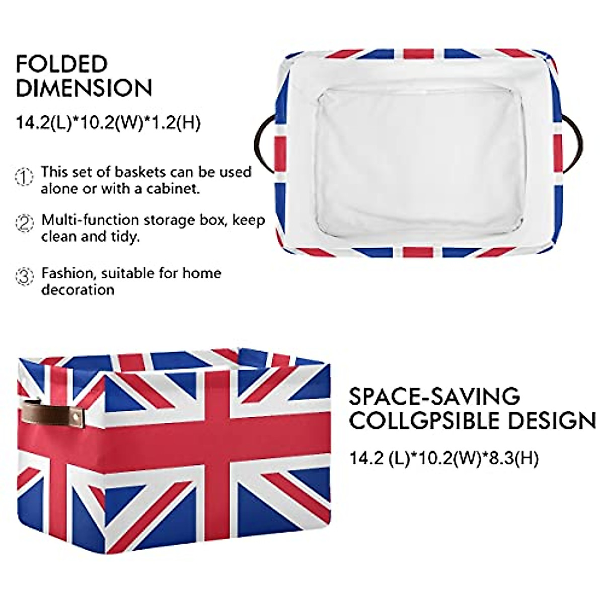AUUXVA UK Flag Union Jack Storage Bins Basket, Vintage British Flag ...