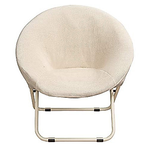Hoomall Round Saucer Chair Cover Slipcover Only, Stretch Jacquard Moon Chair Slipcovers for Adults Saucer Chair, Removable Spandex Fabric Soft Chair Covers (Creamy-White)