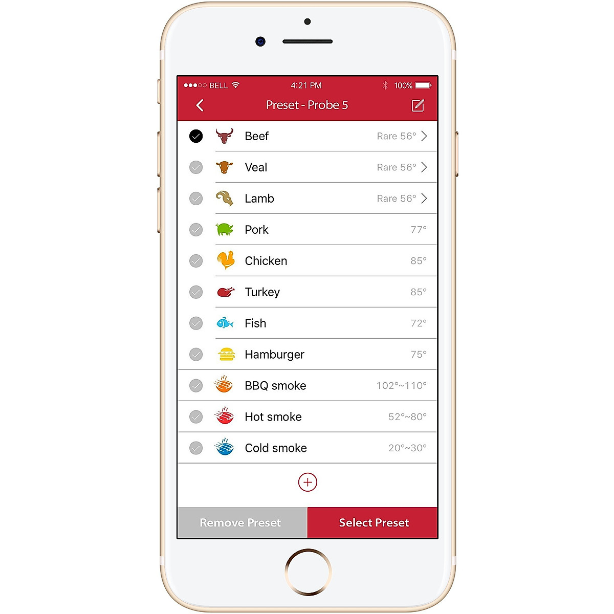 GrillEye GE0001 Smart Bluetooth Grilling & Smoking Thermometer, Red