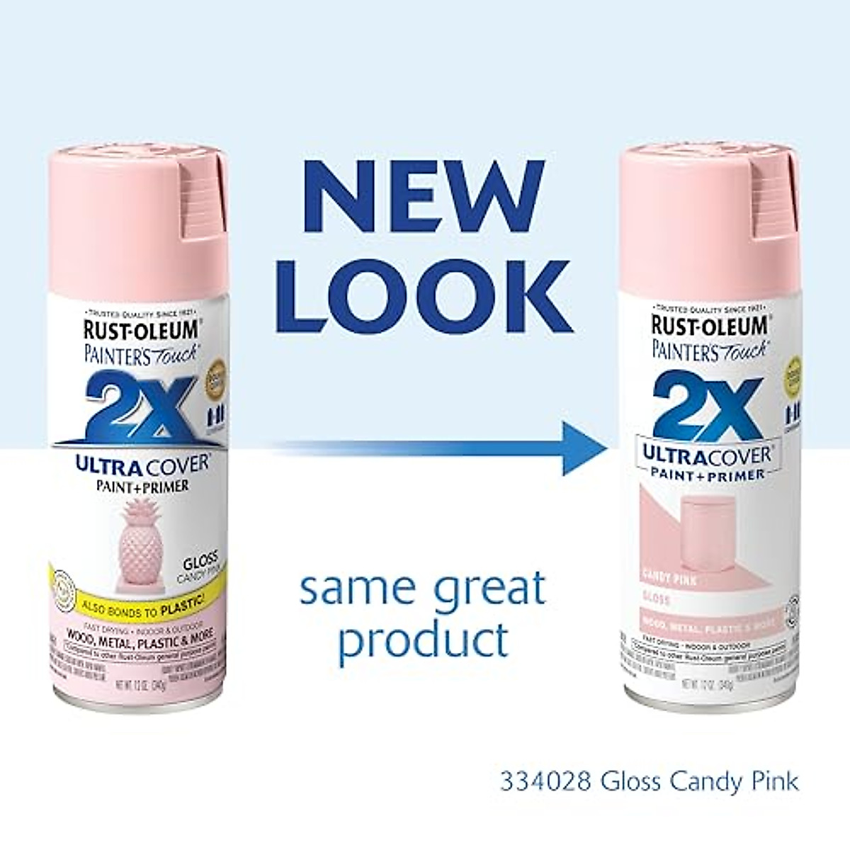 Rust-Oleum 334028 Painter's Touch 2X Ultra Cover Spray Paint, 12 oz, Gloss Candy Pink