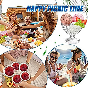 48 Pcs 8 oz Plastic Ice Cream Dessert Bowls Bulk Sundae Trifle Cups Clear Footed Milkshake Bowl Small Parfait Mousse Crystal Dish Holder Salad Condiment Fruit Bowl Holiday Wedding Picnic Party Favor