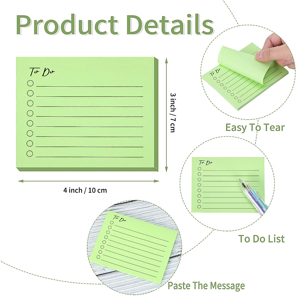 EOOUT 10 Pack to Do List Sticky Notes, 500 Sheets Self-Stick to Do Sticky Notes with Line, 3x4 Inch Adhesive Memo Sticky Notes Notepad Bulk, Home Office School Planner Reminder Supplies