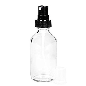 Vivaplex, 12, Clear, 1 oz Glass Bottles, with Black Fine Mist Sprayers