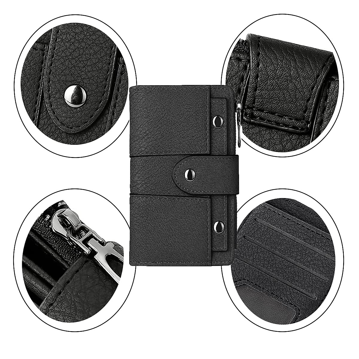 SUVERCH Leather Small Wallet for Women, RFID Blocking Ladies Mini Purse with ID Window