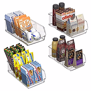 SANNO Pantry Organizer Storage Organizer Bins, Divided Compartment Holder for Snacks, Packets,for Freezer, Fridge, Refrigerator Organizer Bins, Cabinet Organizers