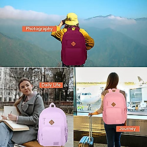 KEOFID Classic Travel backpack for Men and Women, Anti Theft Laptop Backpack with USB Charging Port for Work, Large Bag for College, Water Resistent(Bright Pink)