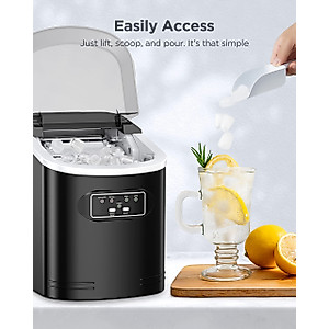 Silonn Ice Maker Machine Countertop, 26 lbs in 24 Hours, 9 Cubes Ready in 6 Mins, Self-Clean Ice Maker Compact Portable Ice Maker with Ice Scoop and Basket