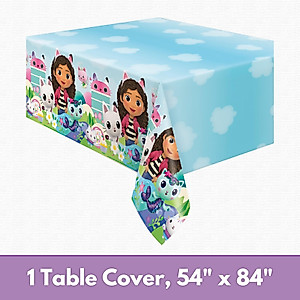 Unique Gabby's Dollhouse Party Supplies Pack for 16 Guests - Gabby Dollhouse Plates and Napkins, Table Cover, Forks, Sticker, Gabbys Doll House Birthday Party Decorations, Officially Licensed