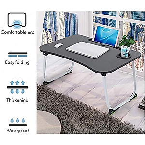 MGsten XXL Bed Table, Extra Large Portable Lap Desk with Cup Holder, Foldable Desk for Bed with Storage Drawer, Ergonomic Standing Lap Table Tray for Student Adult in Sofa(26.8”x18.2”x10.6”)