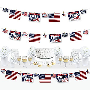 Big Dot of Happiness Happy Veterans Day - Patriotic DIY Decorations - Clothespin Garland Banner - 44 Pieces