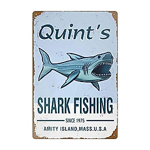 Quint Shark Fishing Wall Decor Art Tin Sign Group Therapy Practiced Here Vintage Metal Tin 8x12 inch