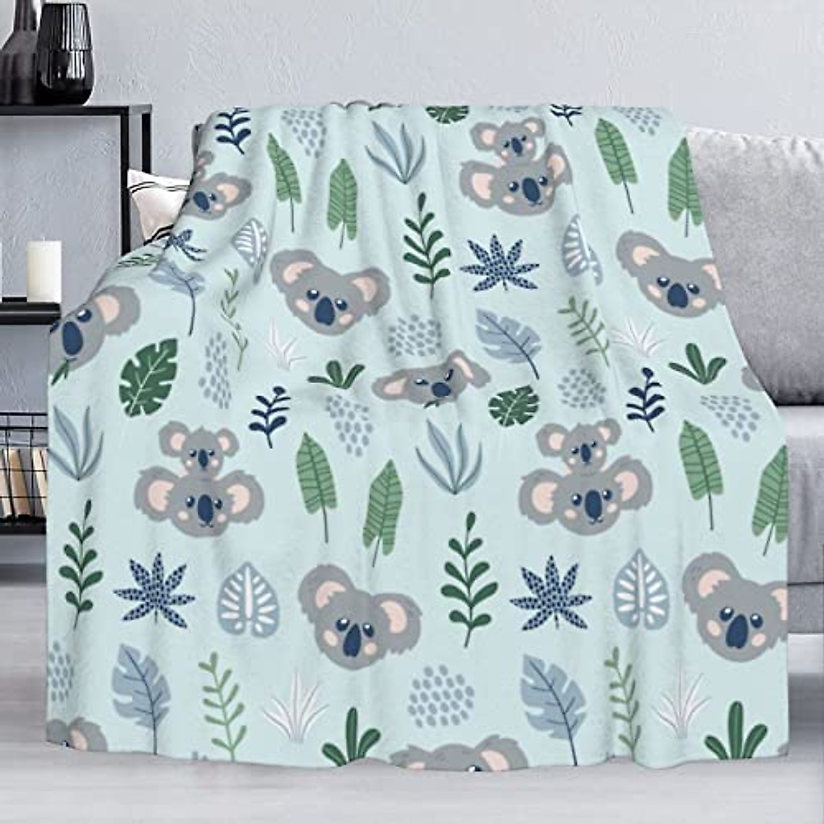 Delerain Cute Koalas Soft Throw Blanket 40"x50" Lightweight Flannel Fleece Blanket for Couch Bed Sofa Travelling Camping for Kids Adults