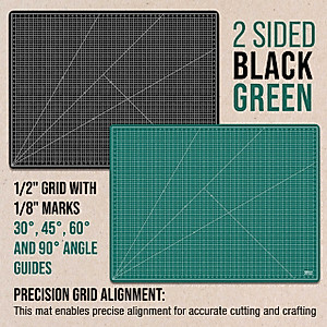 US Art Supply 36" x 48" GREEN/BLACK Professional Self Healing 5-Ply Double Sided Durable Non-Slip Cutting Mat Scrapbooking, Quilting, Sewing Arts & Craft