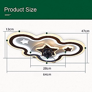 HYDL Modern Ceiling Fans with Lights, Flush Mount Ceiling Fan with Remote, Timing Function Luxury Fan, for Kids Room/Bedroom/Living Room, 64CM