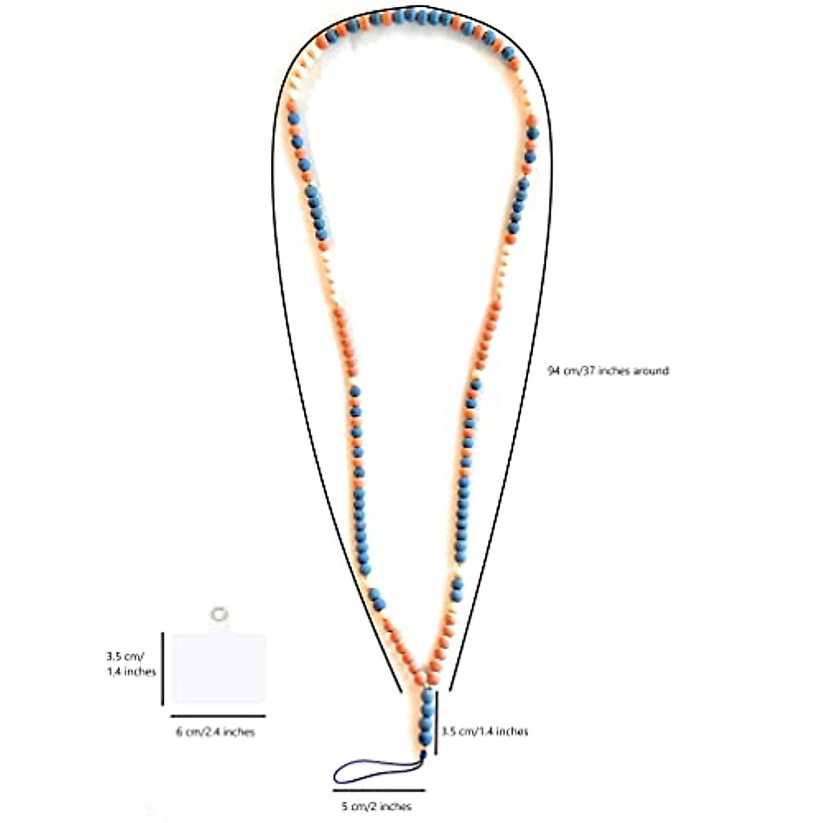 Wooden beaded phone chain lanyard gift for women stocking stuffer (Blue with Universal Tab)