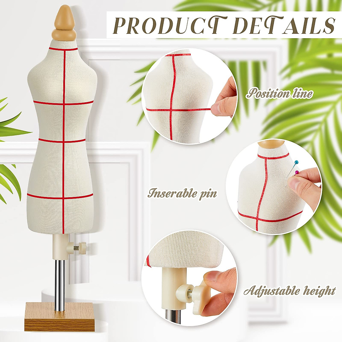 10 Pcs Doll Dress Form Mini Female 1/4 Size Tailor Dressmaker Dummy Mannequins Body Miniature Sewing Mannequin Dress Forms for Sewing with Red Patch Set