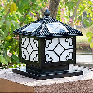 MODEBHD Traditional Gate Wall Outdoor Post Light, Decoration Garden Solar Light, Creative Landscape Column Head Lamp, Personality Patio Pillar Lamp, Waterproof Household Pillar Lantern