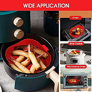 5pcs Silicone Air Fryer Liners，8 Inch Air Fryer Silicone Liners, Food Safe Air Fryer Accessories,Reusable Air Fryer Silicone Bowl Fits 4 To 7QT （Round ）