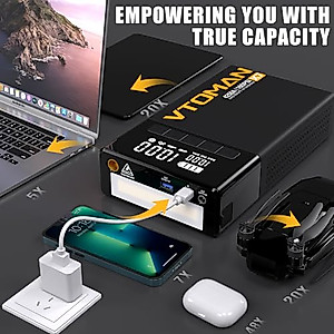 VTOMAN X7 Jump Starter with Air Compressor, 4250A Portable Car Jumper with 160PSI Digital Tire Inflator,12V Lithium Battery Charger Booster Box with Type-C Quick Charge (Up 10L Gas/10L Diesel Engine)