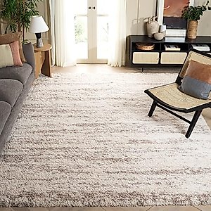 SAFAVIEH Hudson Shag Collection Area Rug - 9' x 12', Ivory & Beige, Modern Design, Non-Shedding & Easy Care, 2-inch Thick Ideal for High Traffic Areas in Living Room, Bedroom (SGH206B)