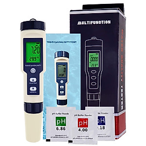 DANOPLUS 5 in 1 Digital pH Meter with TDS/EC/Salinity/Temperature Measurement Waterproof Highly Accurate Multi-Parameter Tester