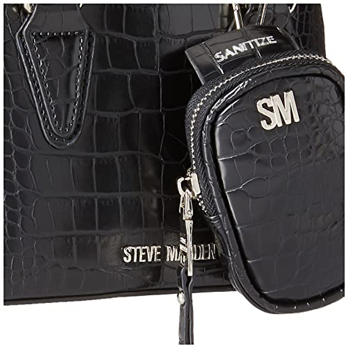 Steve Madden womens Steve Madden HOPEC Croco Crossbody, Black, One Size US