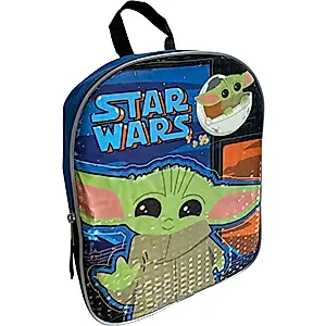 Star Wars The Mandalorian Baby Yoda 11" Mini Backpack (Blue-Black)