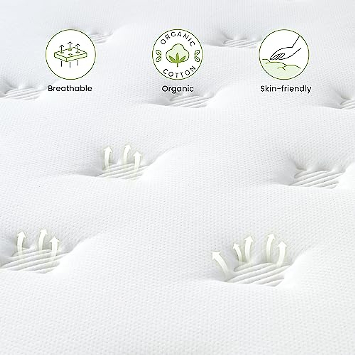 Dourxi 12 Inch Queen Mattress, Hybrid Mattress in a Box, Gel Memory Foam and Pocket Springs for Cooling Sleep & Pressure Relief, Organic Cotton Fabric Cover, Plush Feel, 80"*60"*12", Queen Size