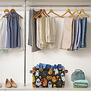 Storage Basket Halloween Background Large Collapsible Storage Baskets Bins with Handles Cube Laundry Organizer for Nursery Home Office Pantry