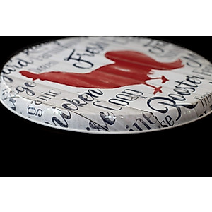 Chicken Decor Stove Burner Covers - Rooster Kitchen Decor - Farmhouse Sign Style WITH Two Insulated Hot Pads AND Red Spoon Rest