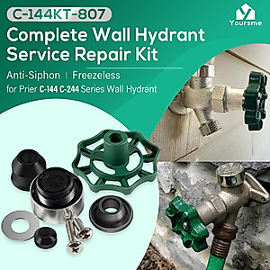 C-144KT-807 Complete Wall Hydrant Faucet Service Repair Kit for Prier C-144 C-244 Series Wall Hydrant Anti-Siphon Freezeless Faucet Repair Kit
