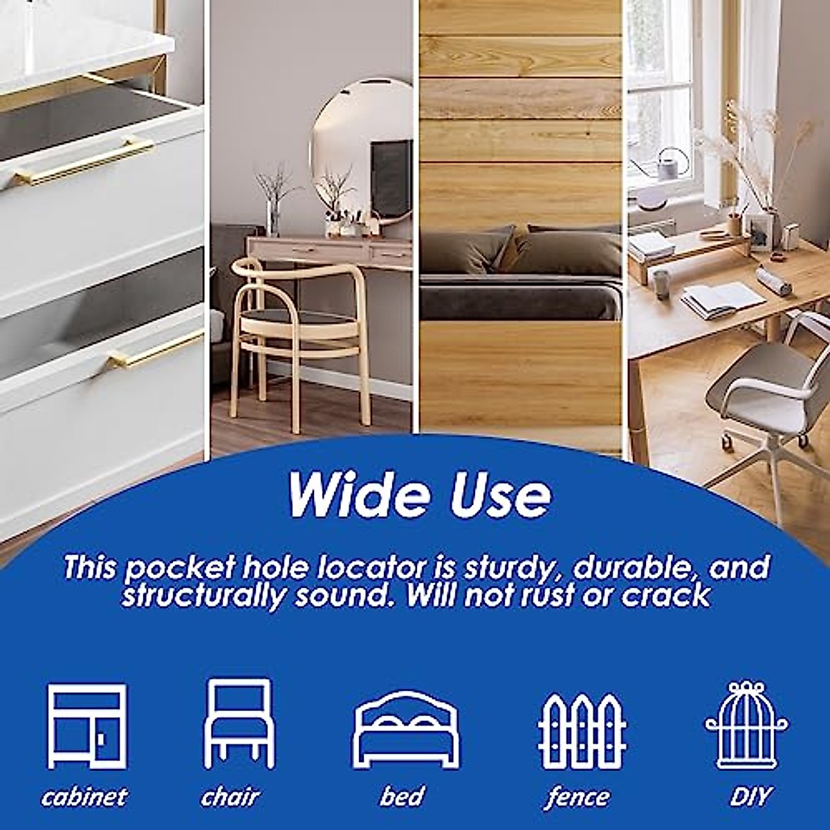 Pocket Hole Jig Kit, 15 Degree Angle Oblique Hole Puncher Locator, High Precision Adjustable Woodworking Drill Guide Tool Kit for DIY Carpentry Projects Portable Unit or Mount to Bench
