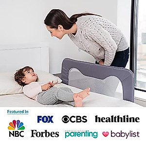 TotCraft Toddler Bed Rails Guard – Universal Baby & Children Bed Rail for Box Spring &slats – Kids Bed Rail for Toddlers for Cribs, Twin, Double, Full Size Queen & King Bed - Grey (35.5L19.5H) in