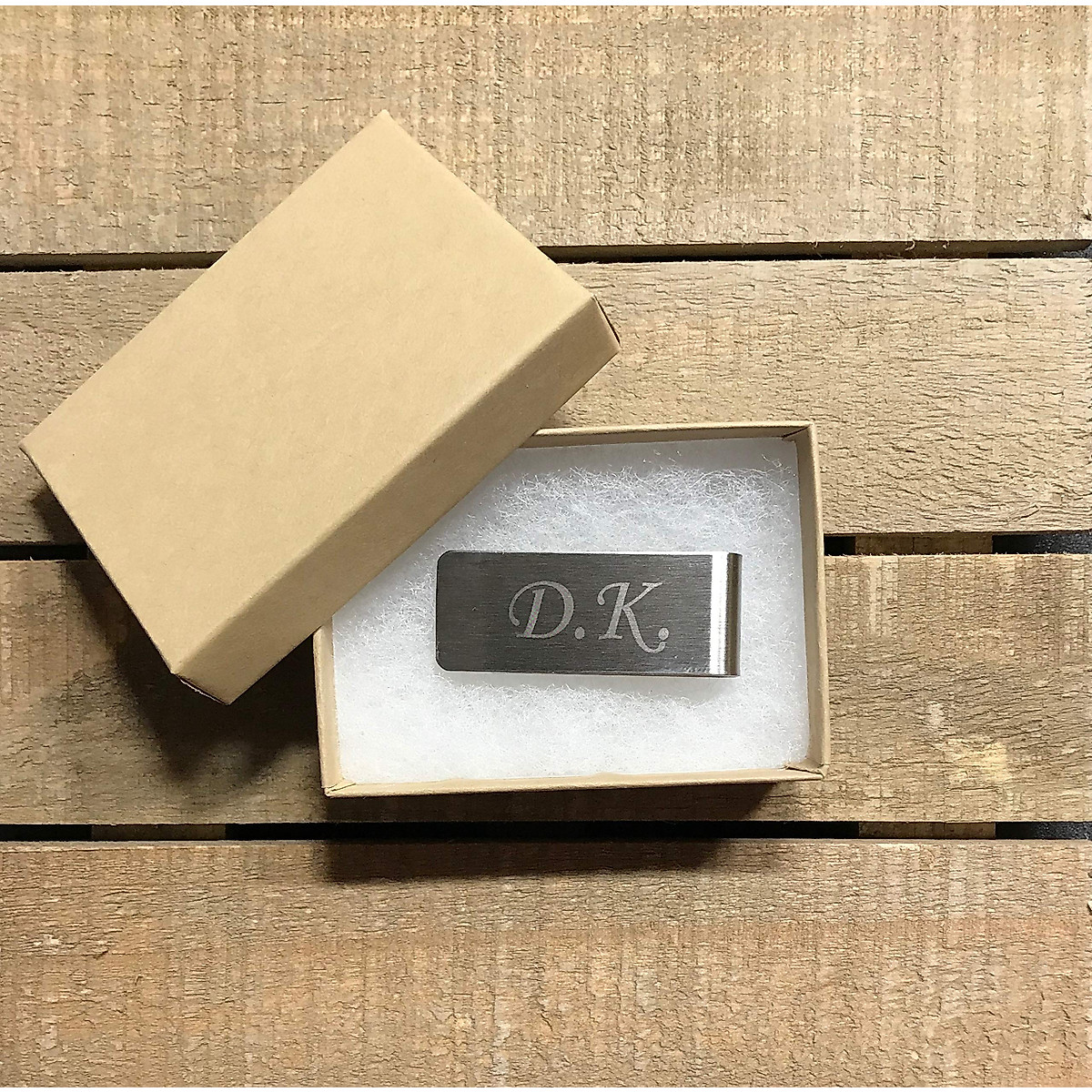 Custom engraved Money Clip initials name word wallet