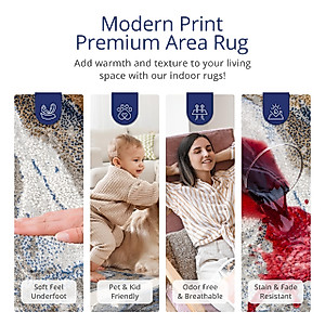 Abani Rugs Abstract Design 7'9" x 10'2" (8'x10') Bedroom Rug - Grey, Brown & Blue Modern Multi-Dimensional Non-Shedding Area Rug