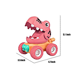 ZHFUYS Dinosaur Toy,Hand Press Push and Go Dino car Toy for 3+ Year Old boy & Girl Gift (Wheel Color Random)