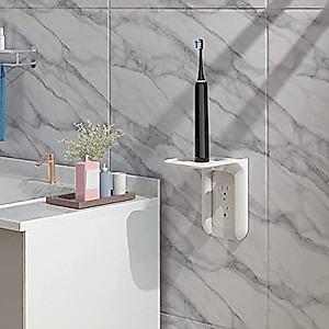 Outlet Shelf Wall Holder, Standard Vertical Duplex Decorative Outlet Space Saving for Smart Home Speakers Anything up to 7 lbs , Space Saving Design, Storage Management Solution, , 2 Pack, White