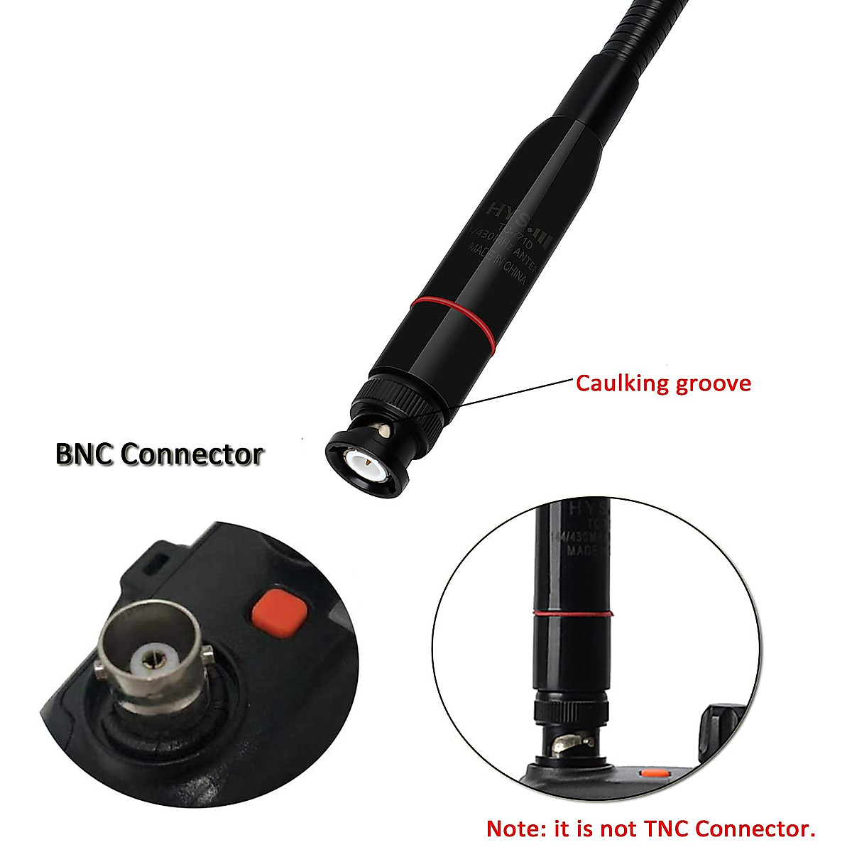HYS 2m/70cm Gooseneck CS Tactical 11.8-inch Antenna with Fiberglass 20W Handheld BNC Antenna for ICOM V8 V80 V80E V82 V85 F3S HT-66 2 Way Radio Radio