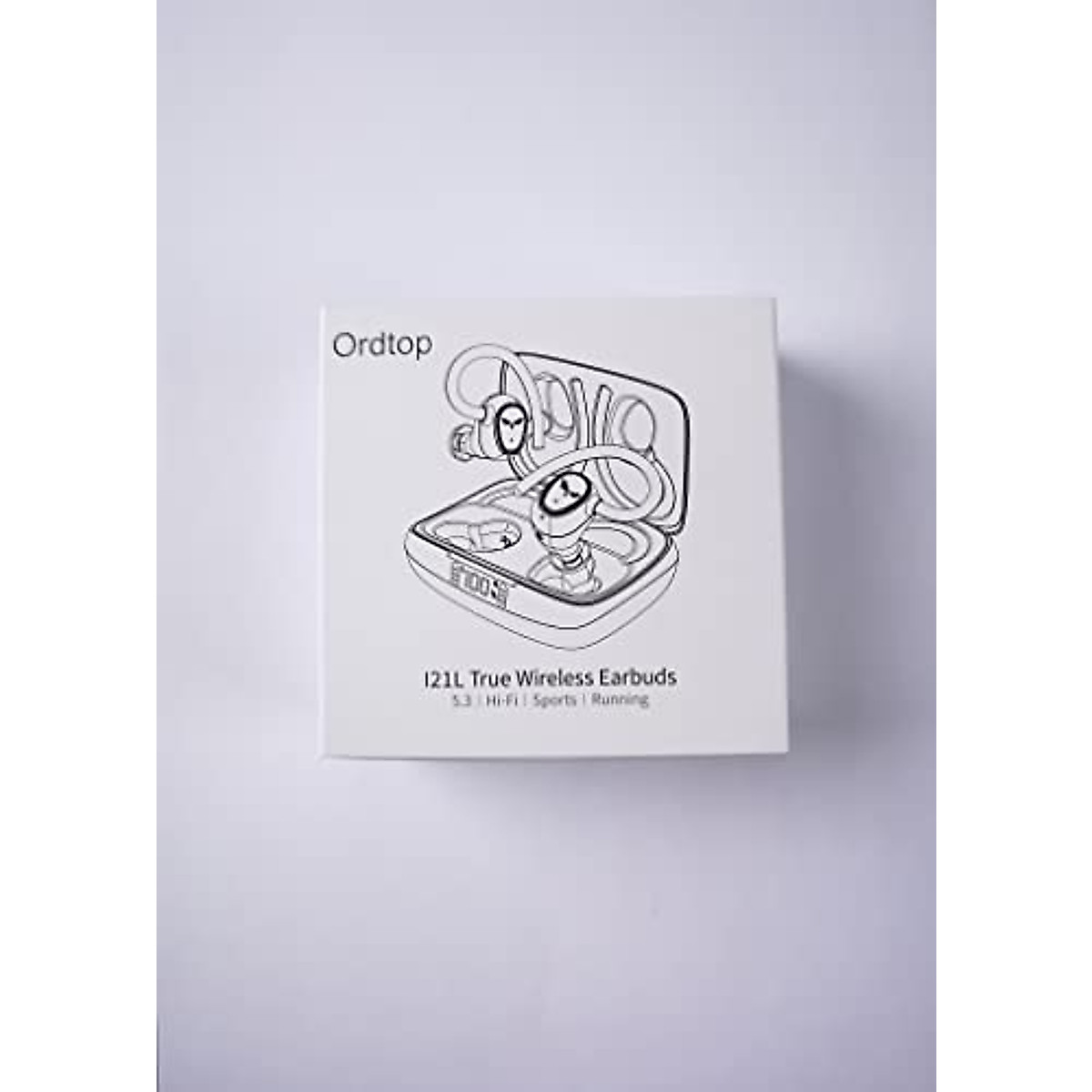 Wireless Earbud Bluetooth 5.3 Headphones Sport Earphones in Ear 48H Playback Stereo Noise Cancelling Earbud with Dual Mic LED Display, Over-Ear Earhooks Ear Buds IP7 Waterproof Headset for Running Gym